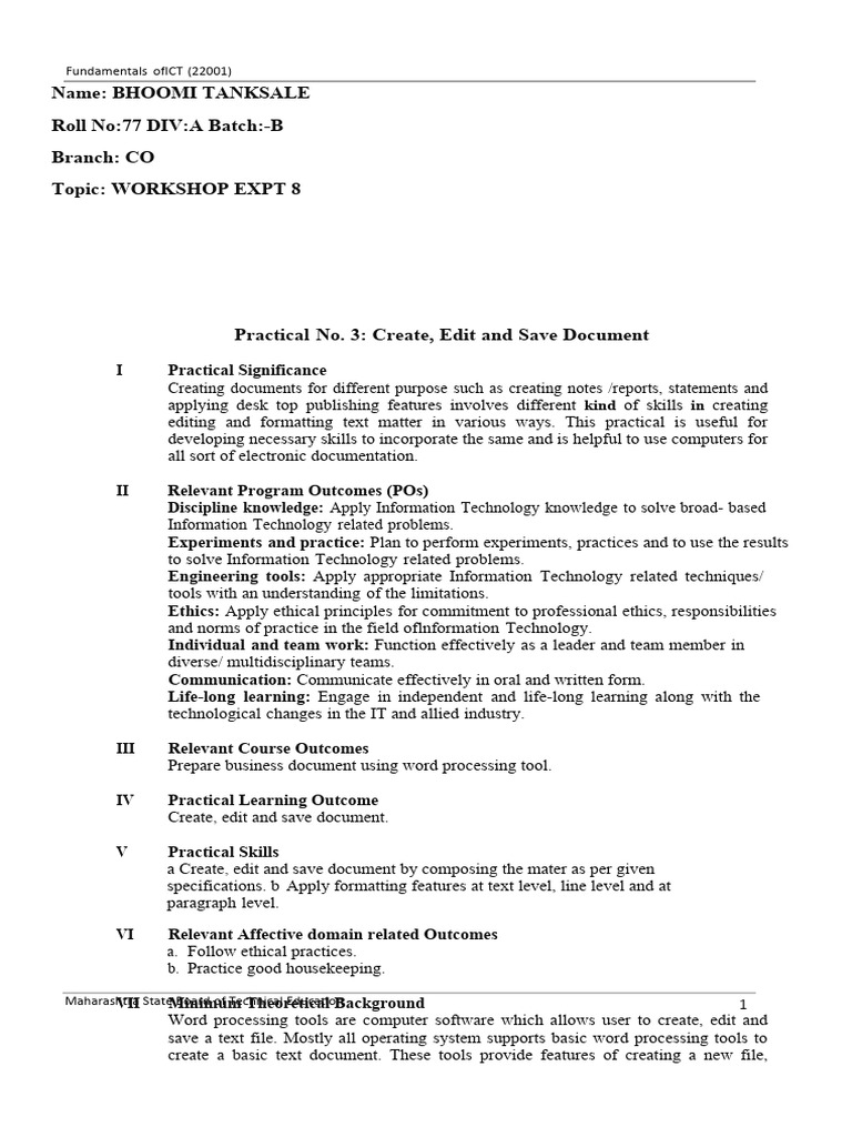 Ict Practical 3 | PDF | Computer File | Information