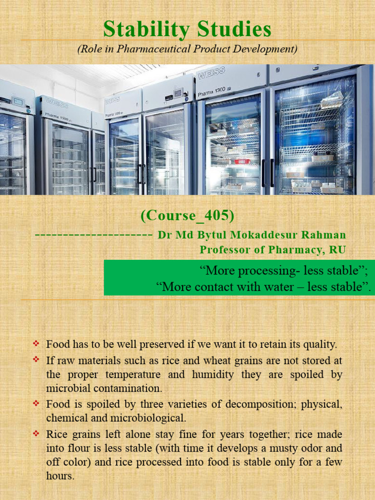 Pharmaceutical Stability Studies Overview | PDF | Shelf Life ...