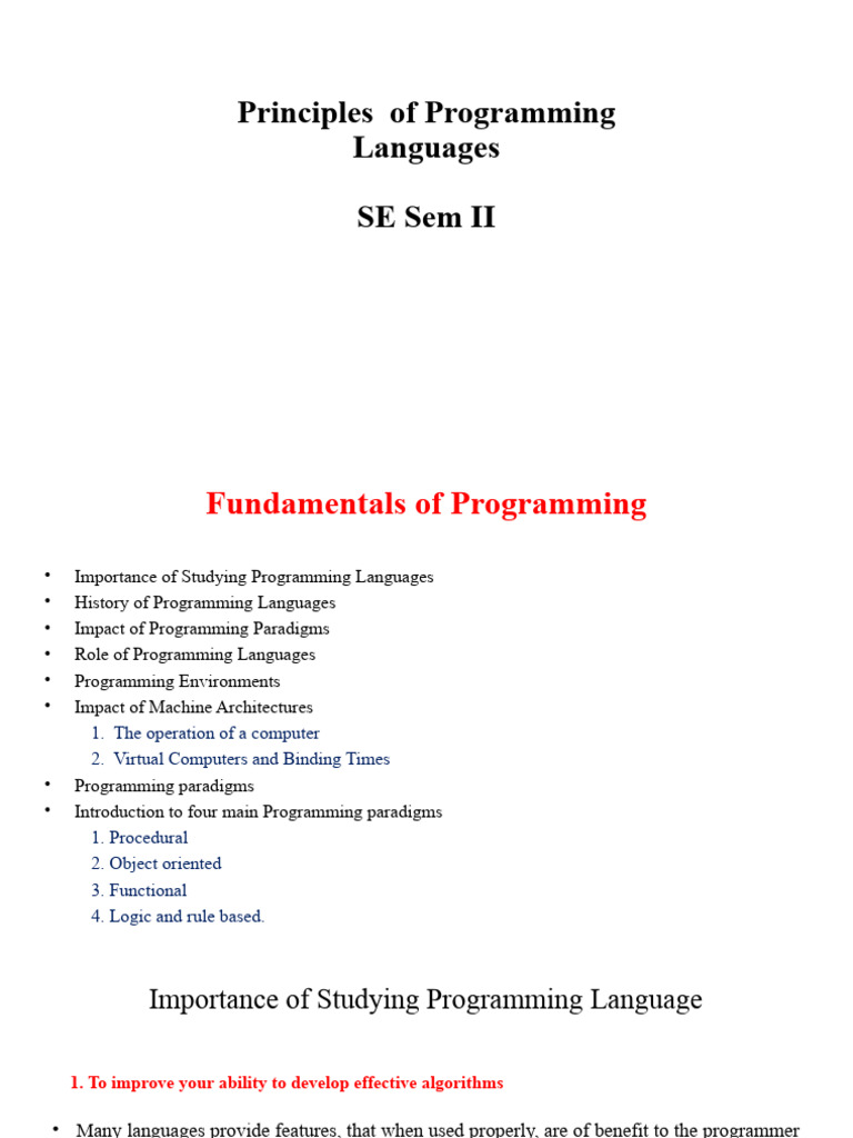PPL Unit01 | PDF | Computer Programming | Programming Language PPL Unit01 | PDF | Computer Programming | Programming Language