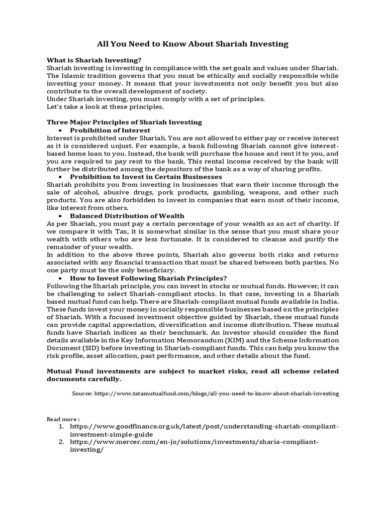MBS Text 6 - All You Need To Know About Shariah Investing | PDF ...