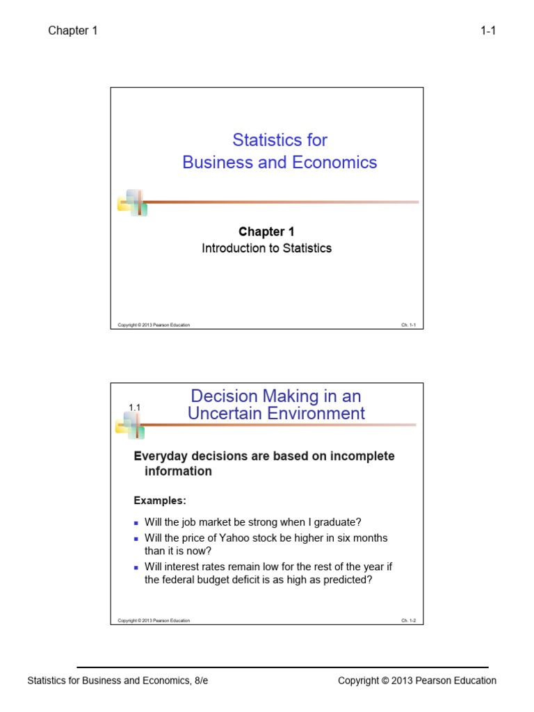 CHAP 1 Statistics in Business | PDF | Statistics | Arithmetic Mean