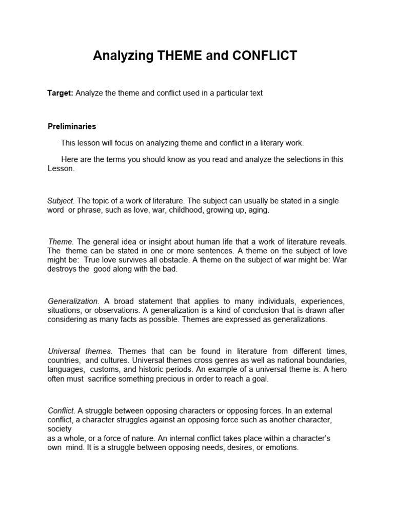Analyzing-THEME-and-CONFLICT | PDF | Subject (Grammar) | Love