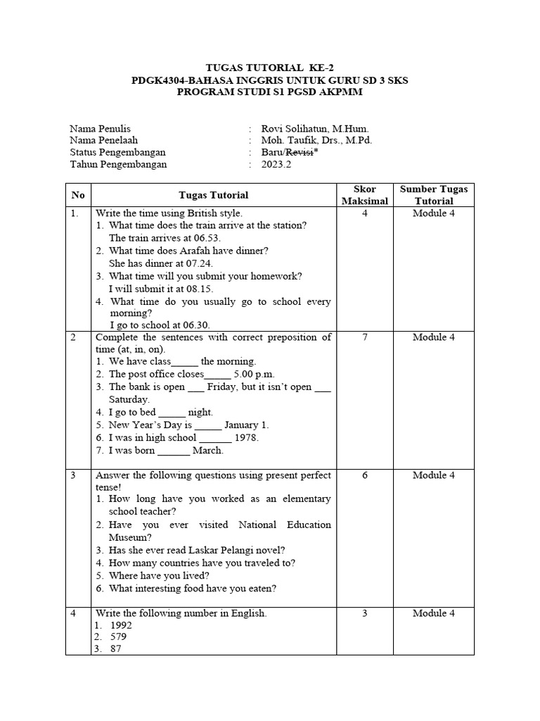 The Second Tutorial Assignment | PDF | Grammar | Syntax