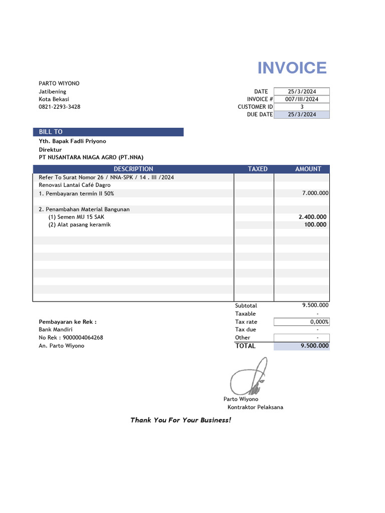 Invoice Renov Cafe | PDF | Finance & Money Management