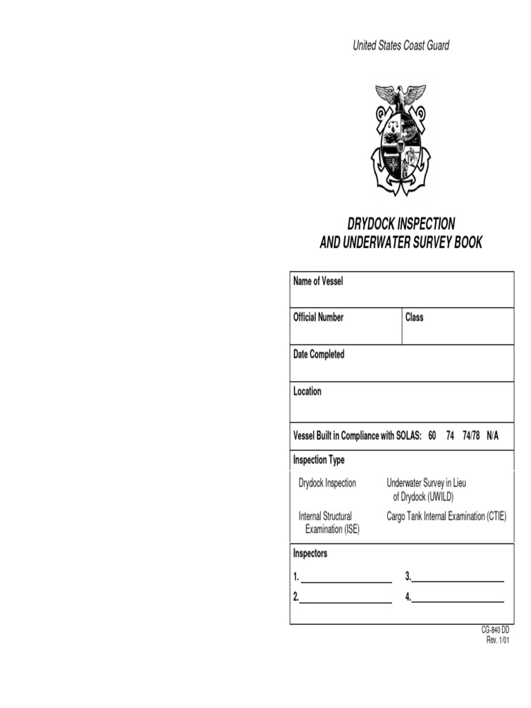 Cg-840 Drydock Inspection and Underwater Survey Book | PDF | Barrel ...