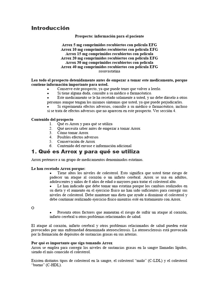 Arrox 20 mg: Uso y Precauciones | PDF | Infarto de miocardio ...