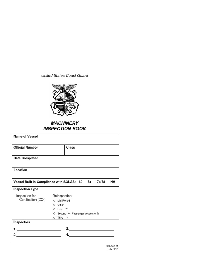 Coast Guard Vessel Inspection Guide | PDF | Boiler | Pump