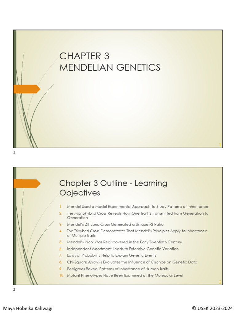 Chapter 3 - Mendelian Genetics | PDF | Dominance (Genetics) | Meiosis