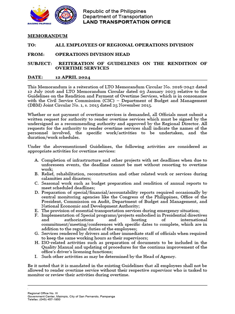 OVERTIME SERVICES | PDF | Overtime | Government