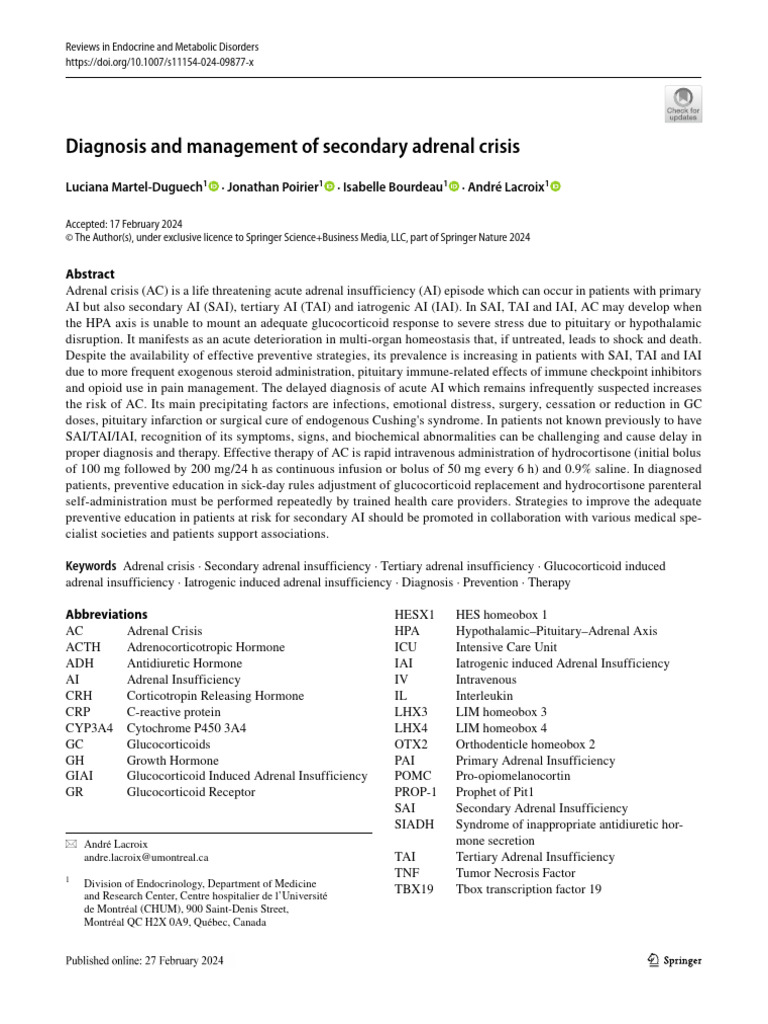secondary adrenal insufficiency | PDF | Adrenal Gland | Adrenocorticotropic Hormone
