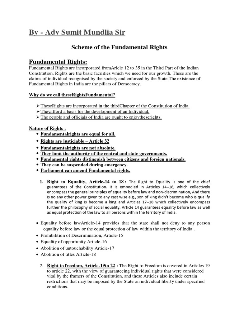 Unit - 1 Scheme of Fundamental Rights | PDF | Rights | Social Ethics