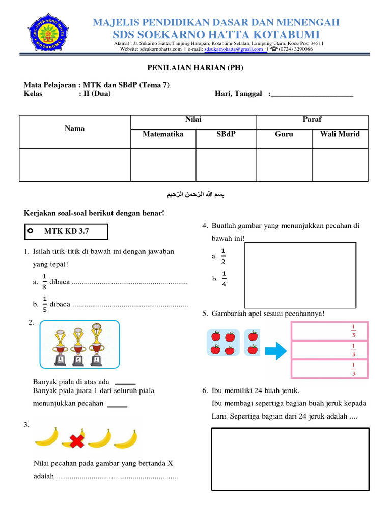 PH (MTK Dan SBDP Tema 7) | PDF