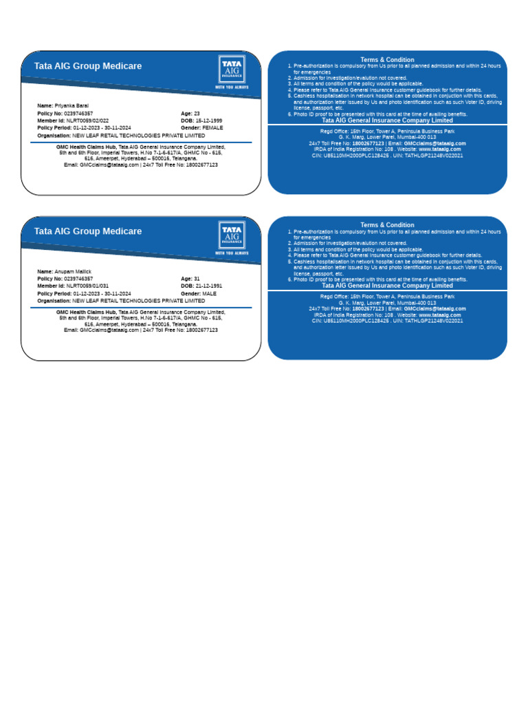 Tata AIG GMC Health Claims Guide | PDF | Identity Document | Access Control