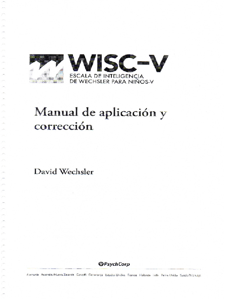 WISC-V. Manual de Aplicación y Corrección | PDF
