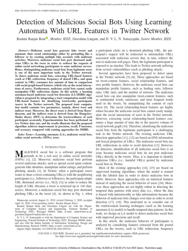 Social Bots | PDF | Internet Bot | Malware