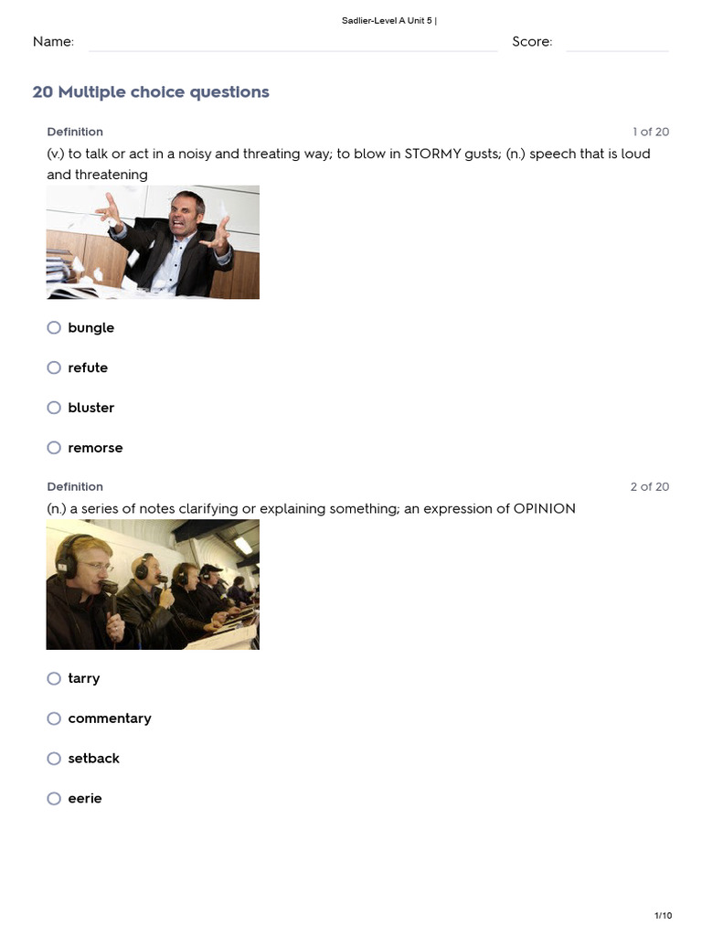 Sadlier-Level A Unit 5 | PDF | Emotions | Psychology