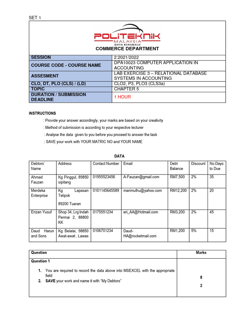 Relational Database Exercise for Accounting | PDF | Software | Databases