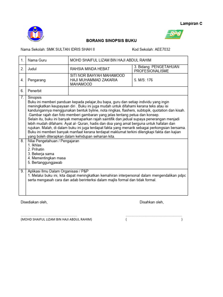 Sinopsis Rahsia Minda Hebat - Mohd Shaiful Lizam 2024 | PDF | Karier ...
