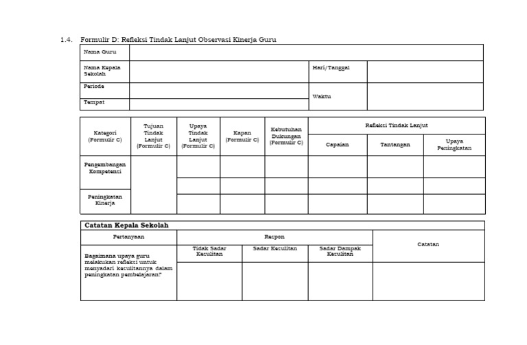 A4 Kinerja Guru Form D | PDF