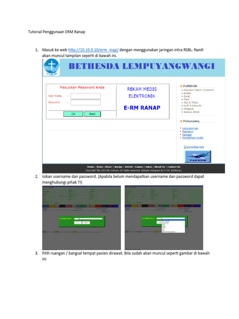 Tutorial Penggunaan ERM Ranap | PDF