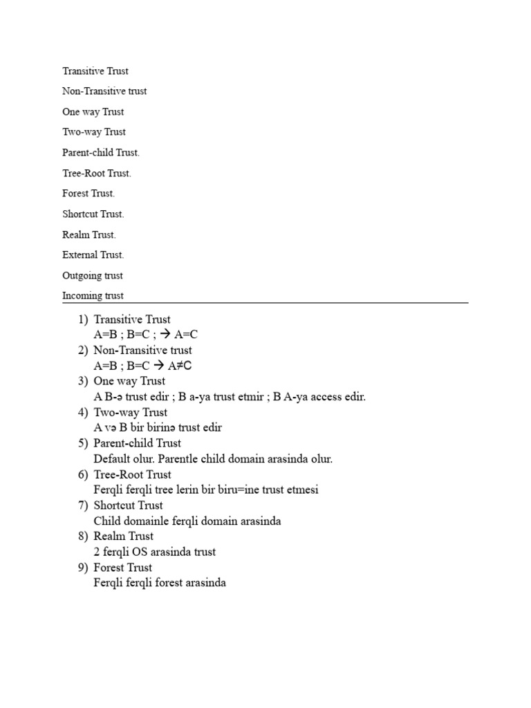 Types of Trust Relationships Explained | PDF