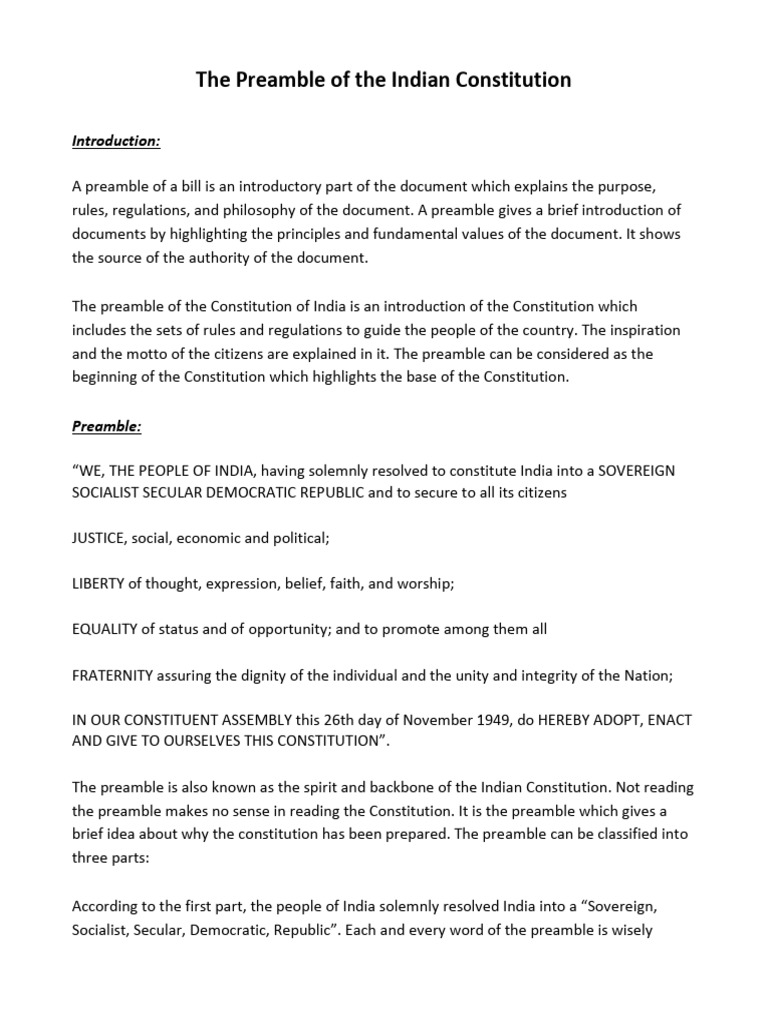 Preamble | Download Free PDF | Constitution | Legal Documents