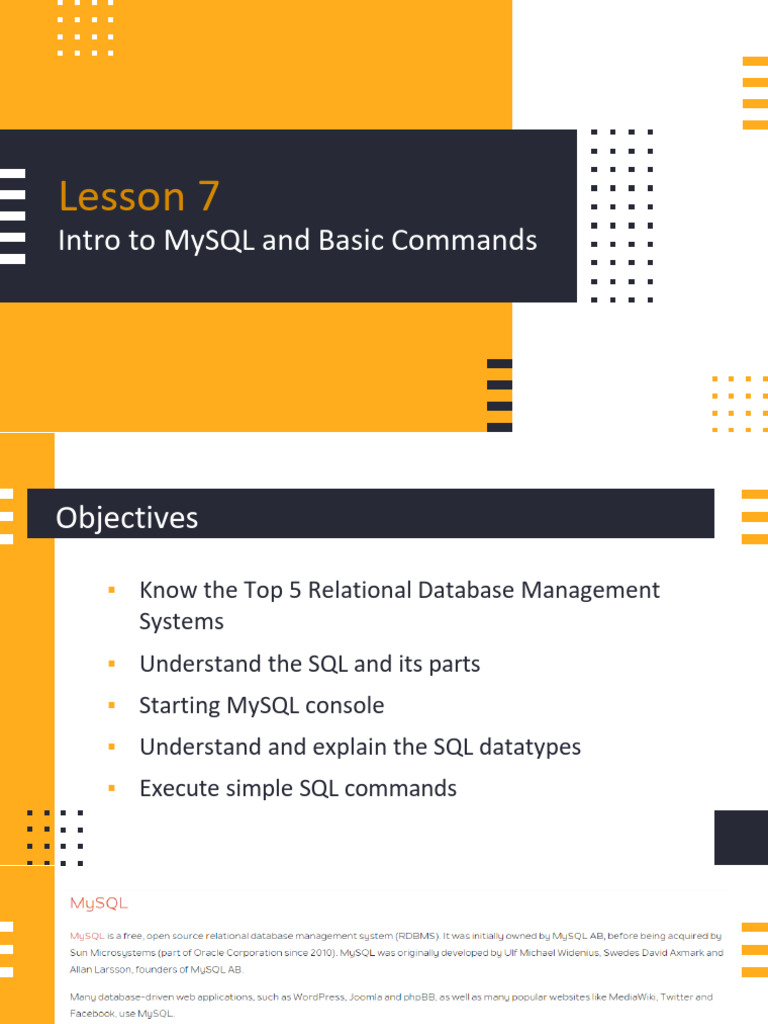 INFOMAN-Lesson-7 | PDF | Sql | Relational Database