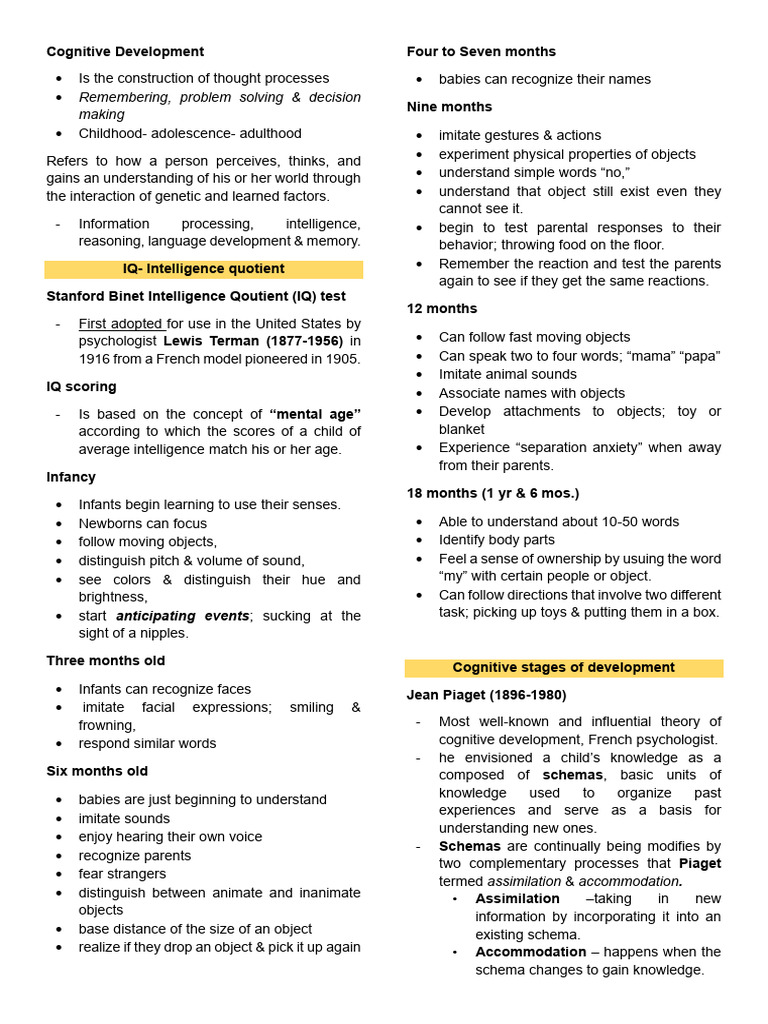 Cognitive Development | PDF | Intelligence Quotient | Cognitive Development