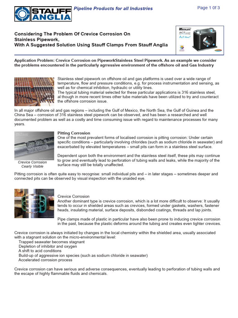 Crevice Corrosion Solutions for Offshore Pipework | PDF | Corrosion ...