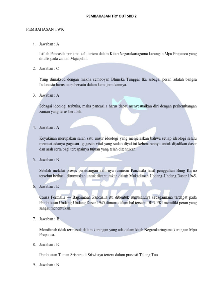 Pembahasan Try Out SKD 2: Soal dan Jawaban | PDF