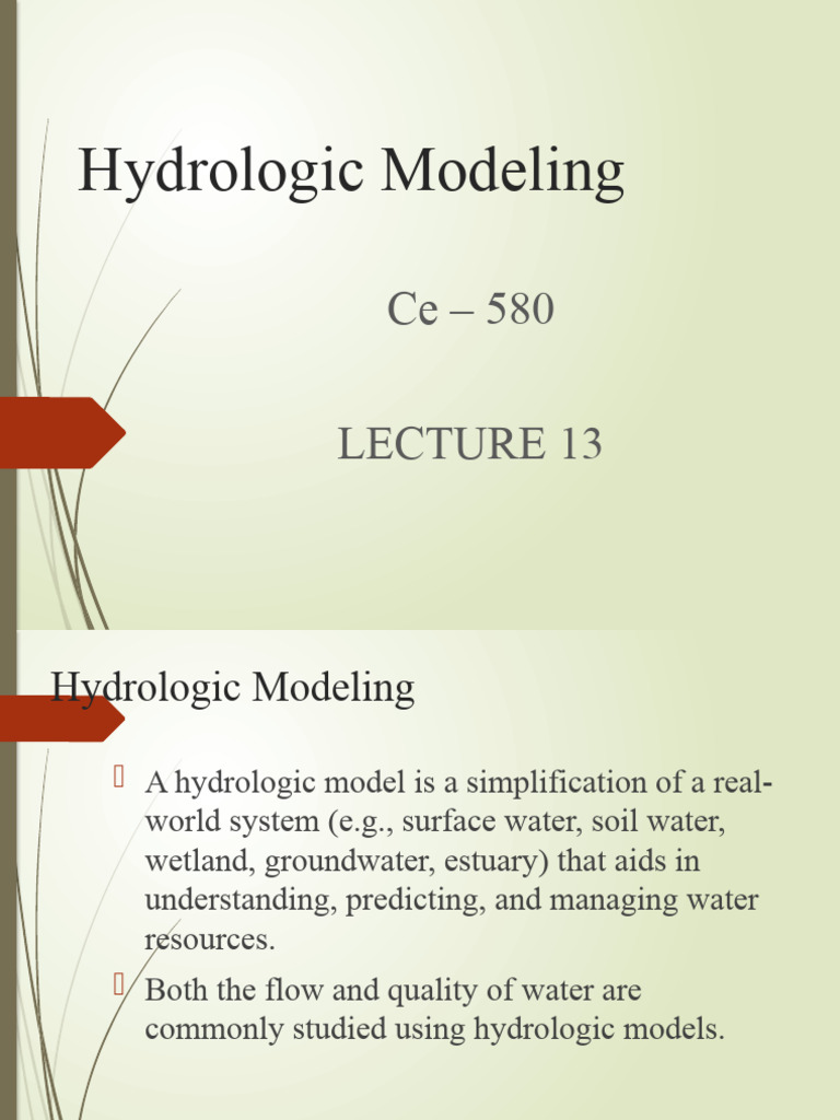 CE-580-Lecture 13 - Sept 1 2022 - Hydrologic Modeling | PDF | Hydrology | Geographic Information ...