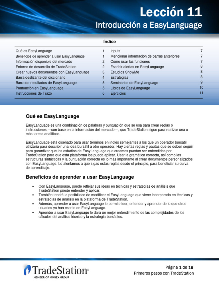 Lección 11 - Introducción A EasyLanguage | PDF | Puntuación | Mercado ...