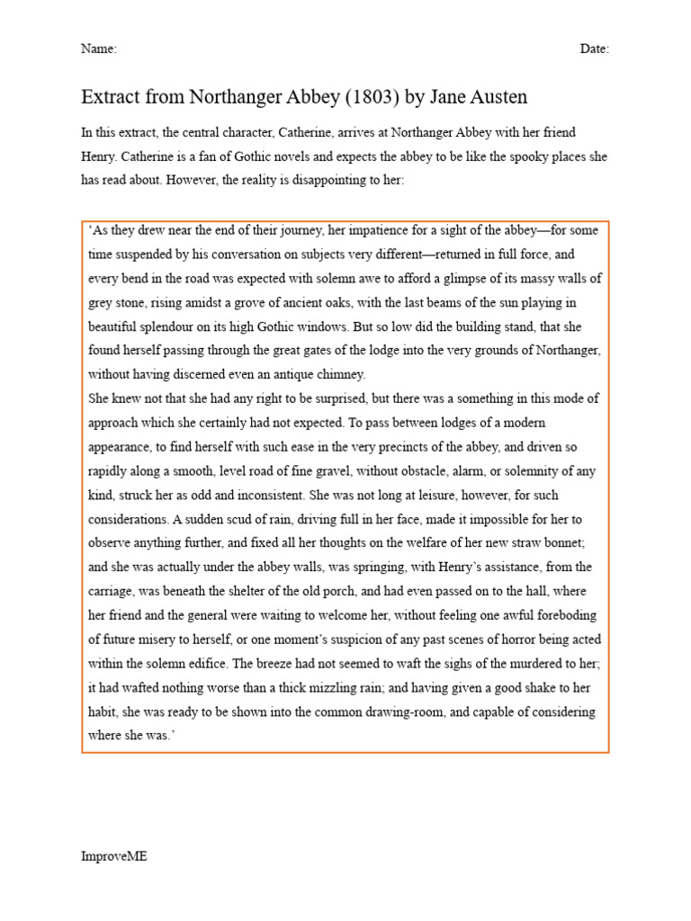 Extract From Northanger Abbey | PDF