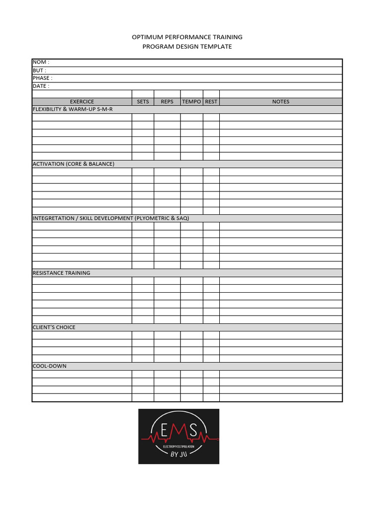 Optimum Performance Training Template | PDF | Technology & Engineering