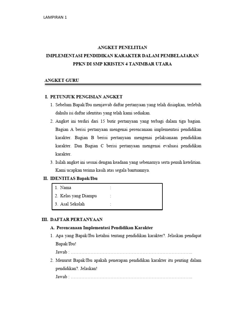 Angket Penelitian Guru | PDF | Karier & Perkembangan