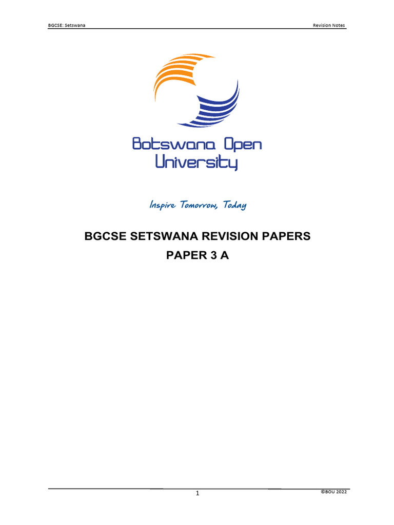 BGCSE Setswana Paper 3 Revision Notes | PDF | Linguistics | Languages ...