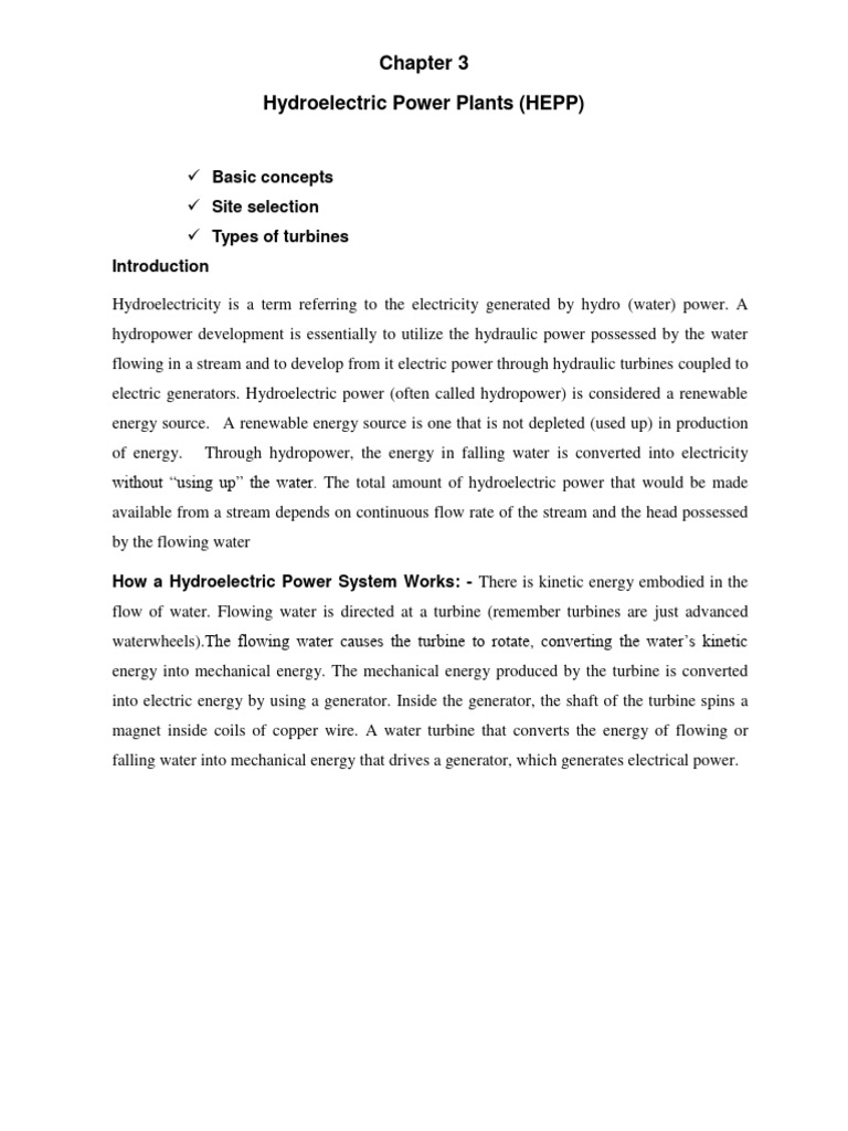 Ch-3-Hydro Electric Power.. | PDF | Hydroelectricity | Hydropower