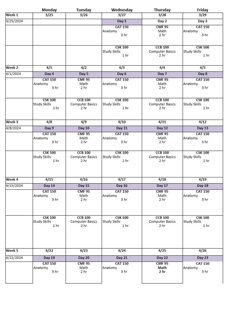 Sequence Calendar 3-27-2024 | PDF