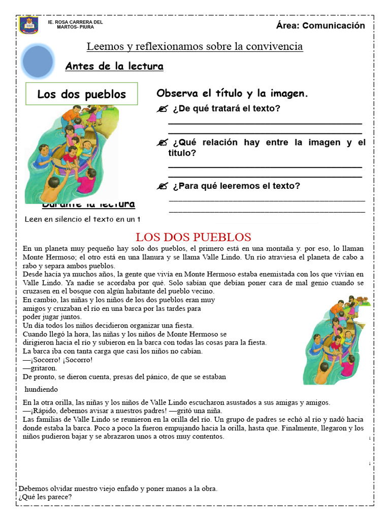 Ficha 01 04 Leemos Un Cuento De Convivencia Pdf