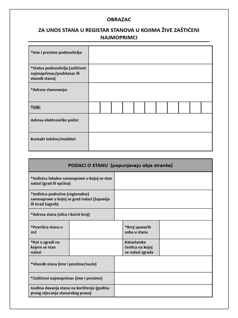 2024 04 23 Obrazac Registar Stanova | PDF