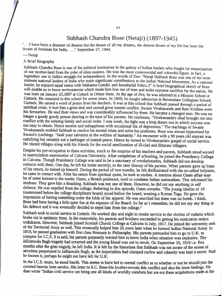Subash Chandra Boss | PDF