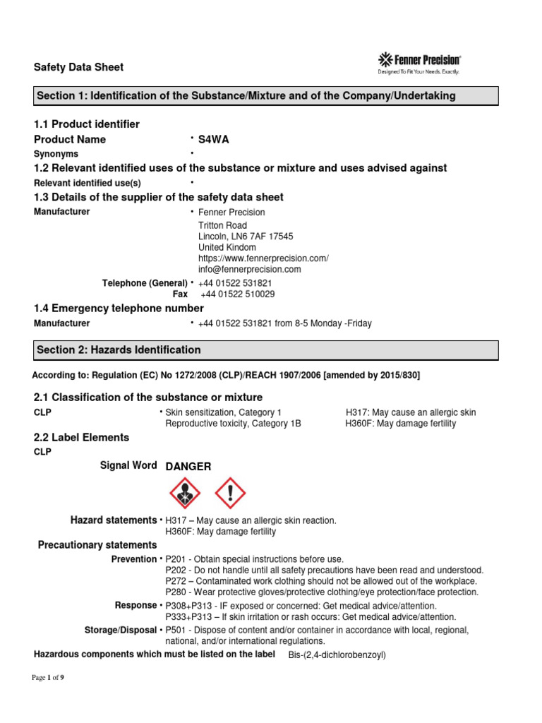 Safety Data Sheet | Download Free PDF | Toxicity | Personal Protective ...