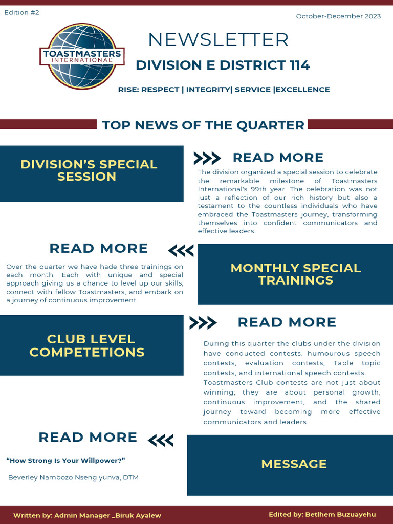 Division E Second edittion Newsletter | PDF