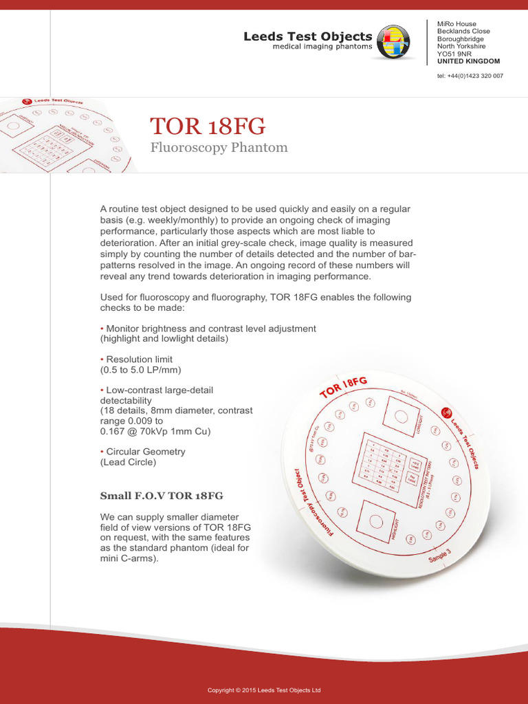 TOR 18FG Product Specifications 1 | PDF | Optics | Vision