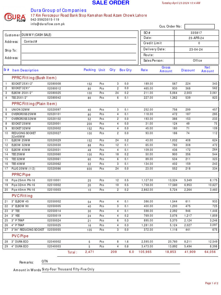 Dummy Cash Sale | PDF