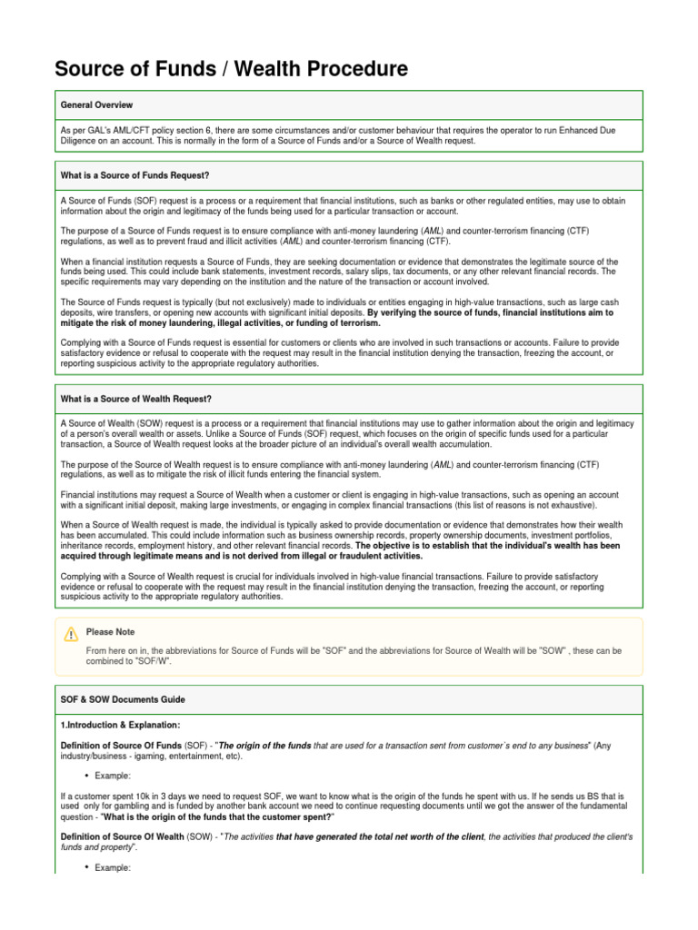 Source of Funds and Wealth Overview | PDF | Balance Sheet | Business