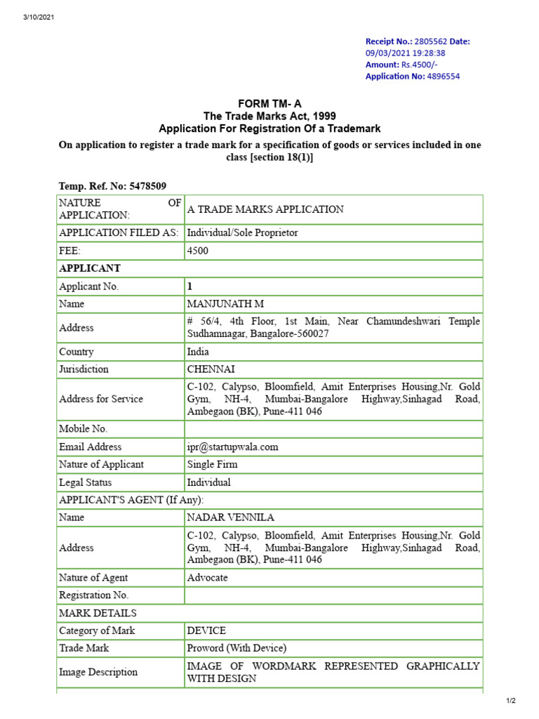 TM Application-Proword (With Device) - 25 | PDF | Trademark ...