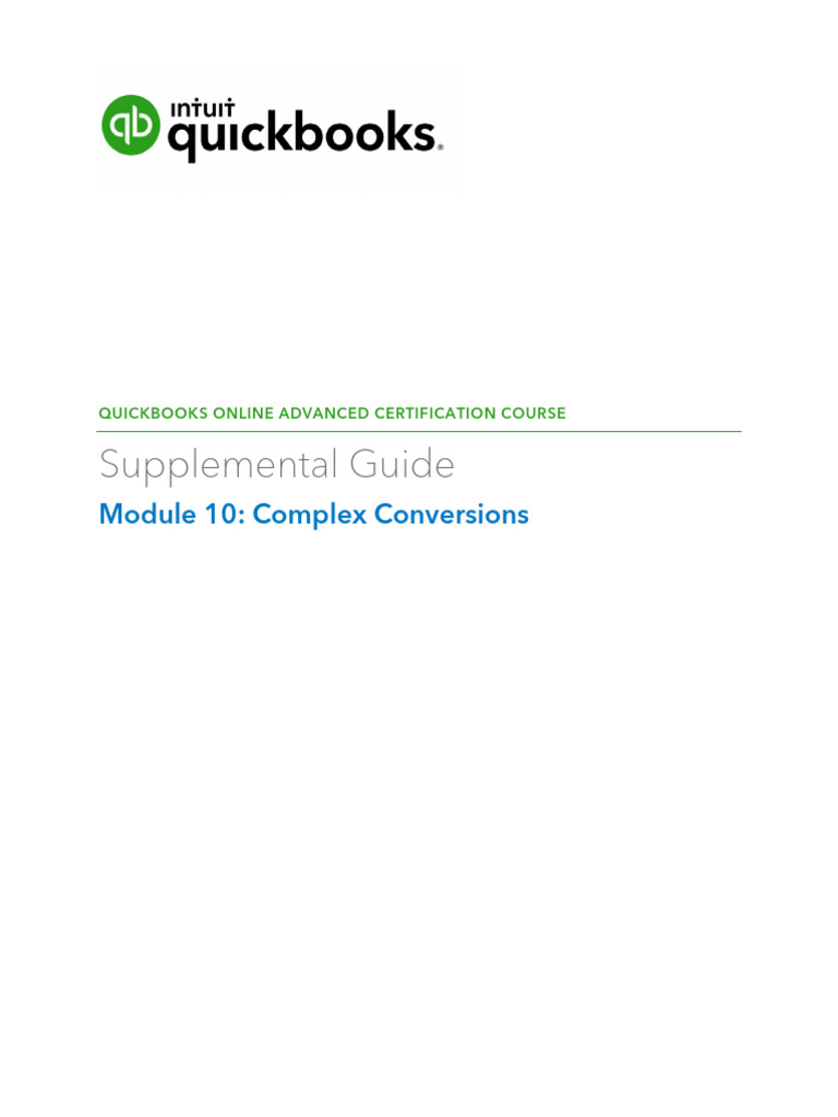 FY21_QBOA_Module_10_Complex_Conversions_Supplemental_Guide | PDF | Quick Books | Payroll Tax