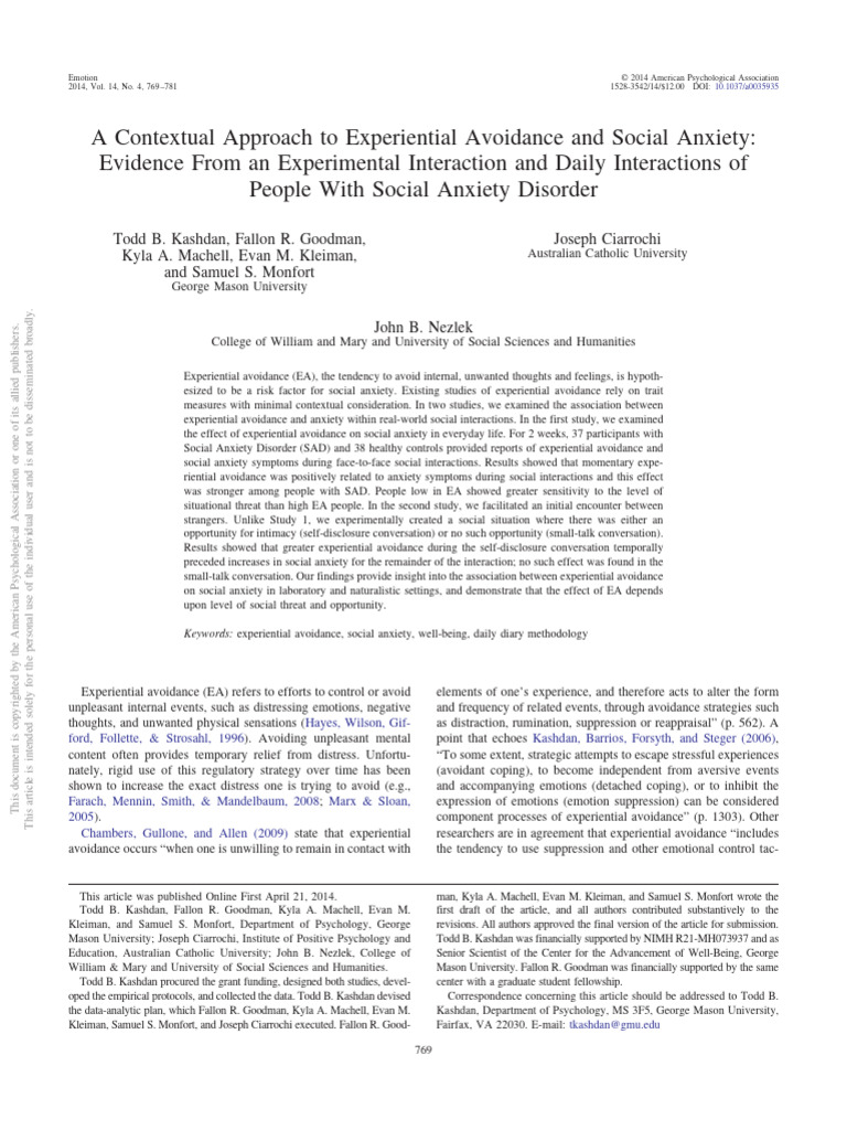 Kashdan 等 - 2014 - A Contextual Approach to Experiential Avoidance and ...