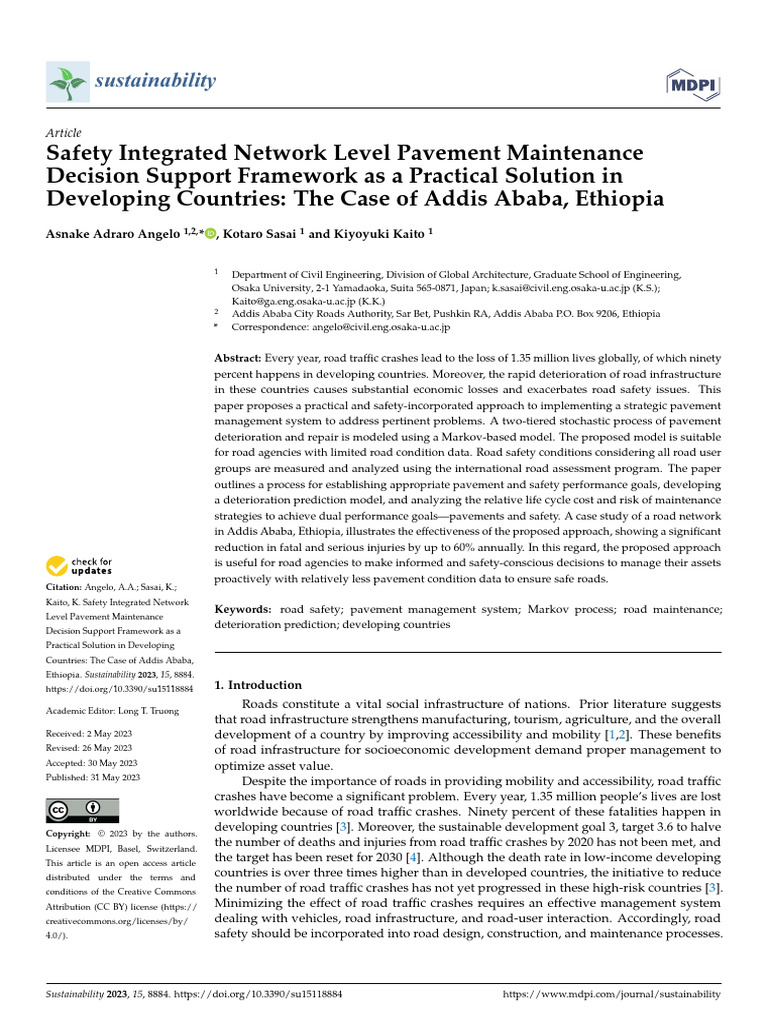 Safety Integrated Network Level Pavement Maintenan | PDF | Markov Chain | Road